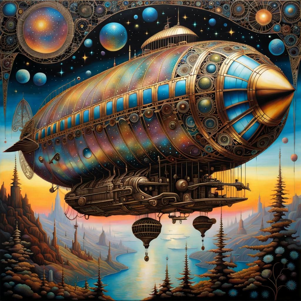 Futuristic Rainbow Zeppelin - AI Generated Artwork - NightCafe Creator