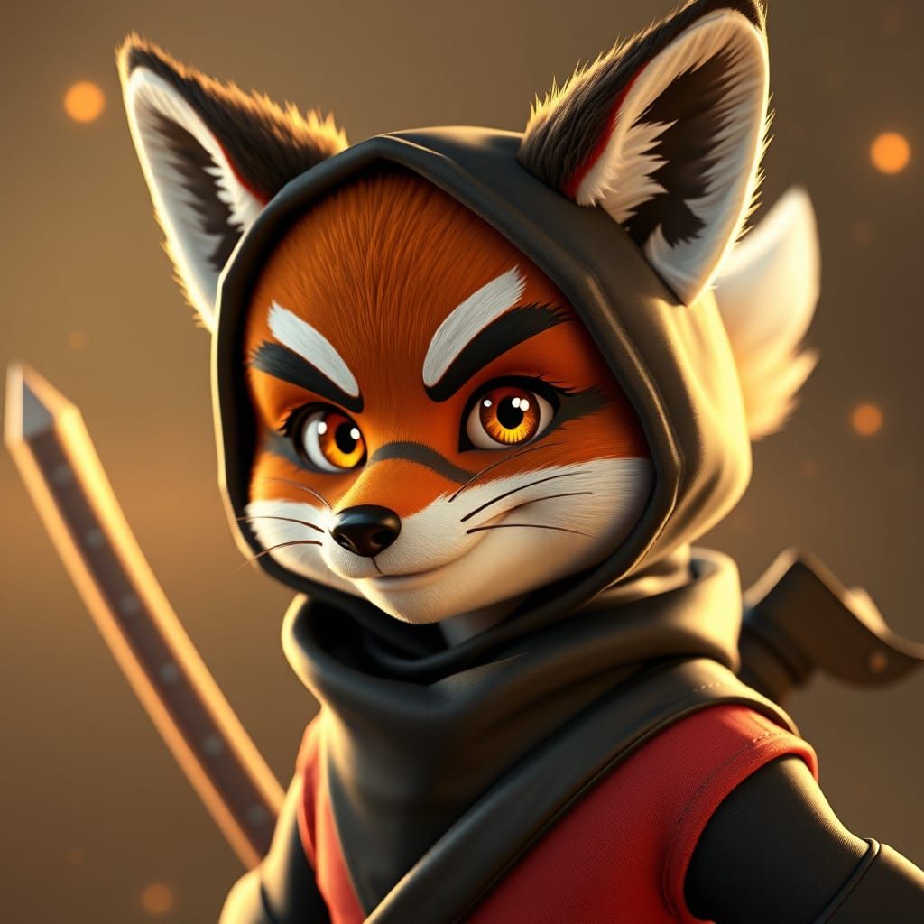 CGI Fox Ninja Portrait in Golden Hour - AI Art