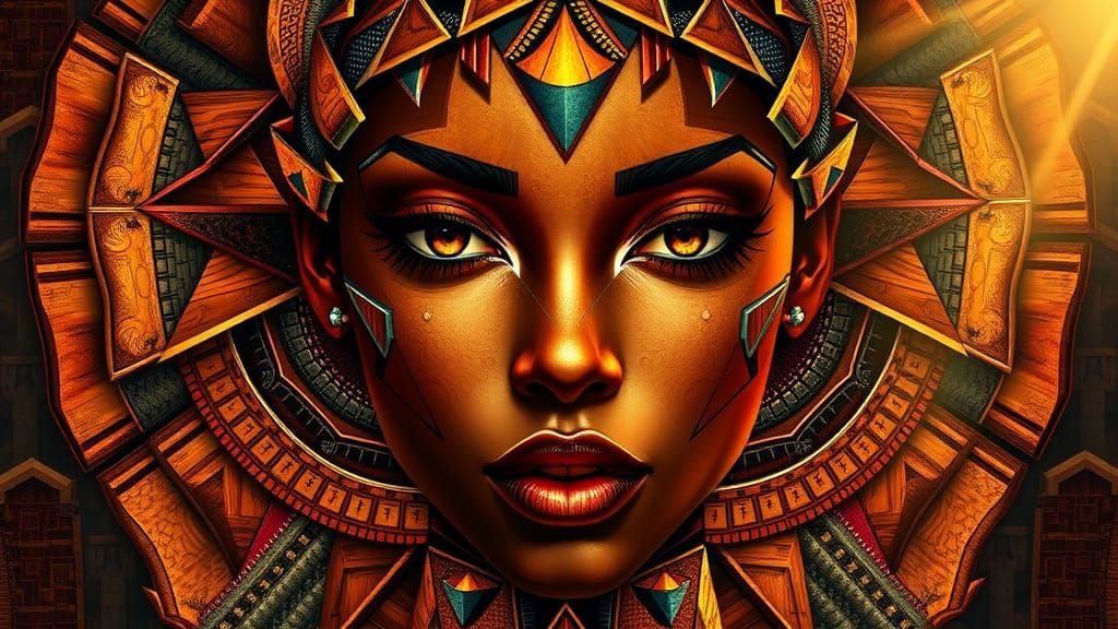 Dazzling Brown-Skinned Goddess Embodied in Interlo... - AI Art