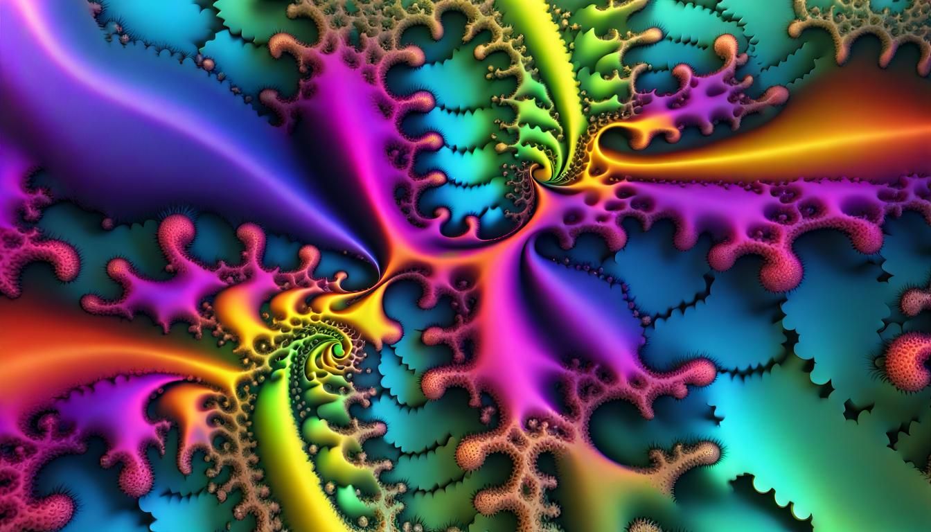 Mandelbrot 3D Fractal Poptical Illusion In Iridescent Rainbows 2.