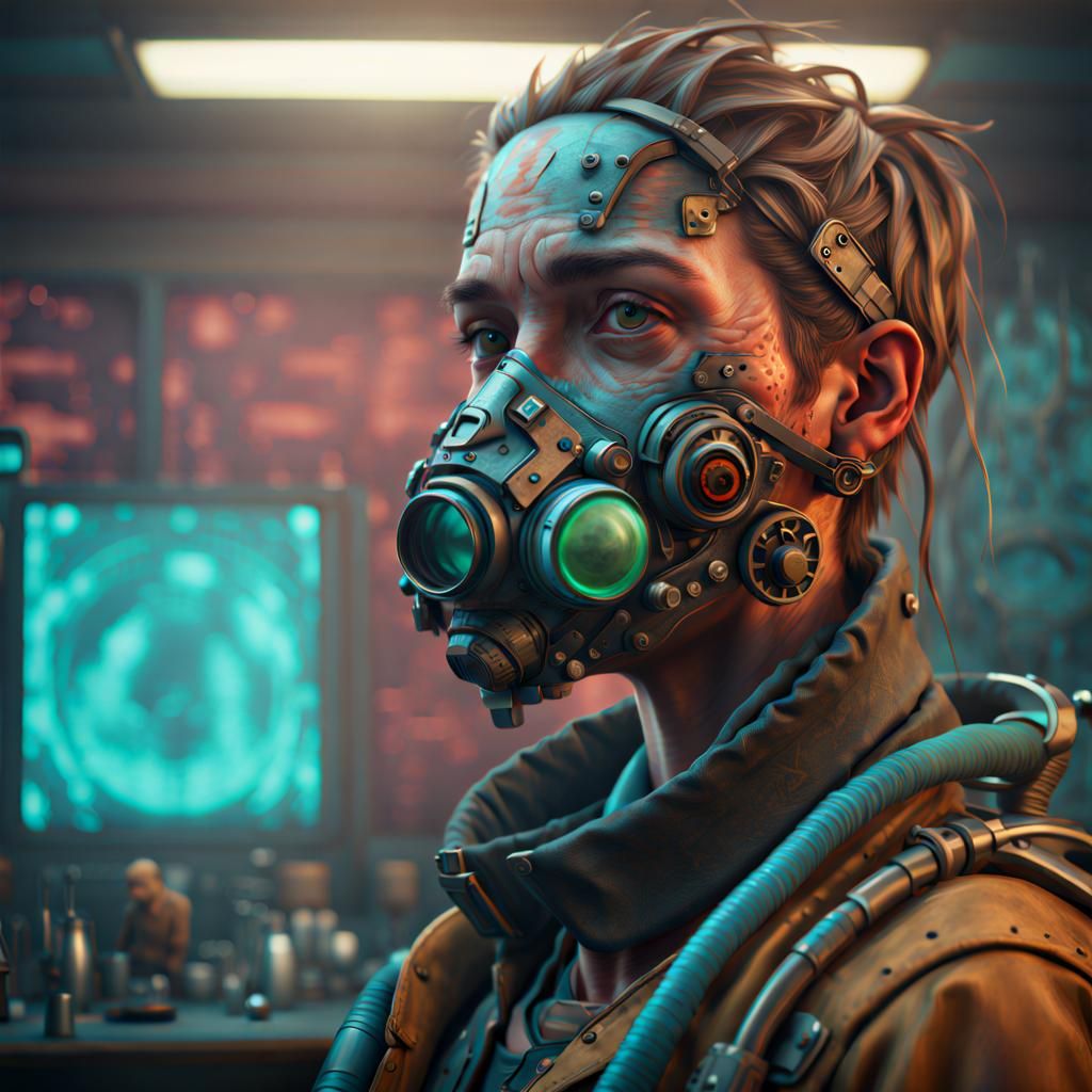 veterinary doctor post-apocalyptic sci-fi biopunk shadow depth 8K ...