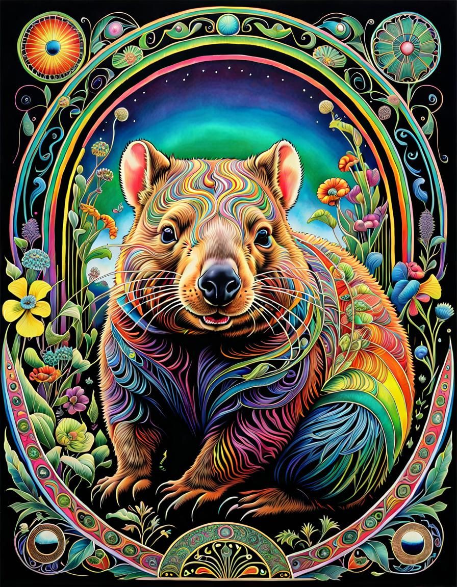 Psychedelic Wombat - AI Generated Artwork - NightCafe Creator