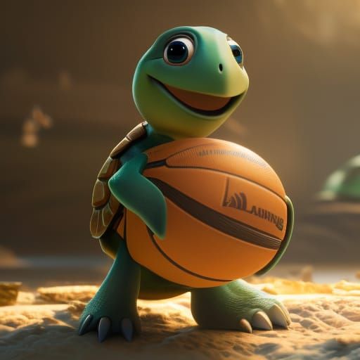 Closeup of an adorable turtle holding a basketball by awwChang ...