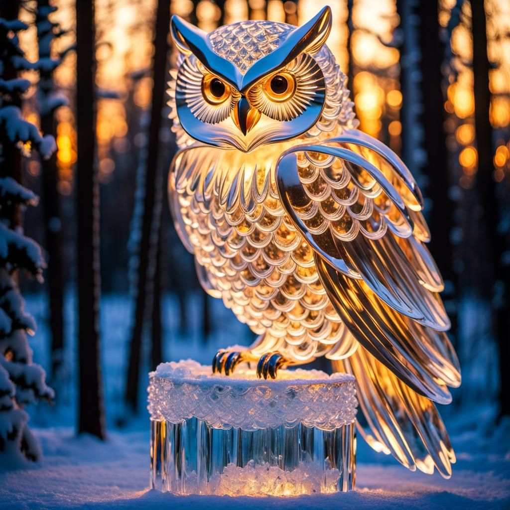 Ice owl - AI Generated Artwork - NightCafe Creator