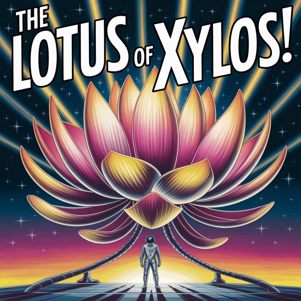 A 1950s vintage sci-fi pulp magazine cover featuring a giant, alien ...