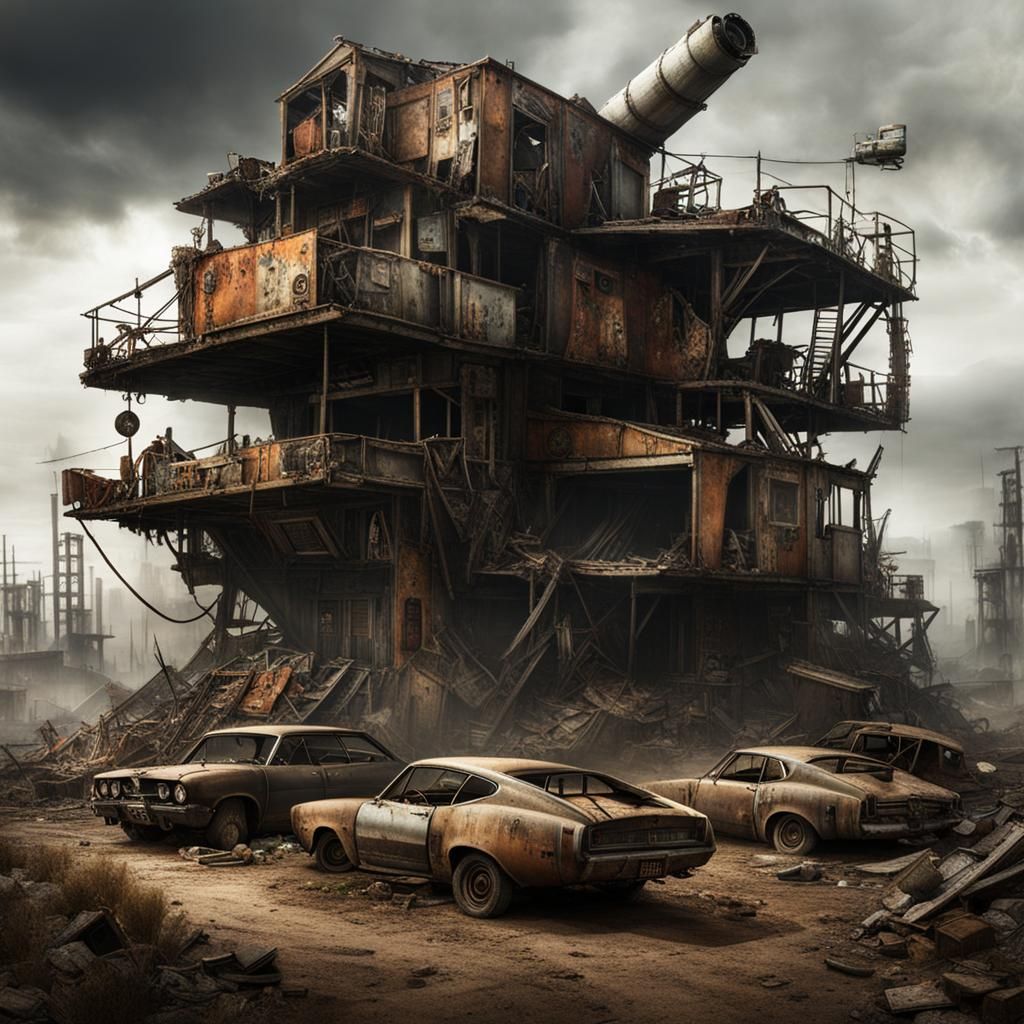 Post apocalyptic junkyard (A) - AI Generated Artwork - NightCafe Creator