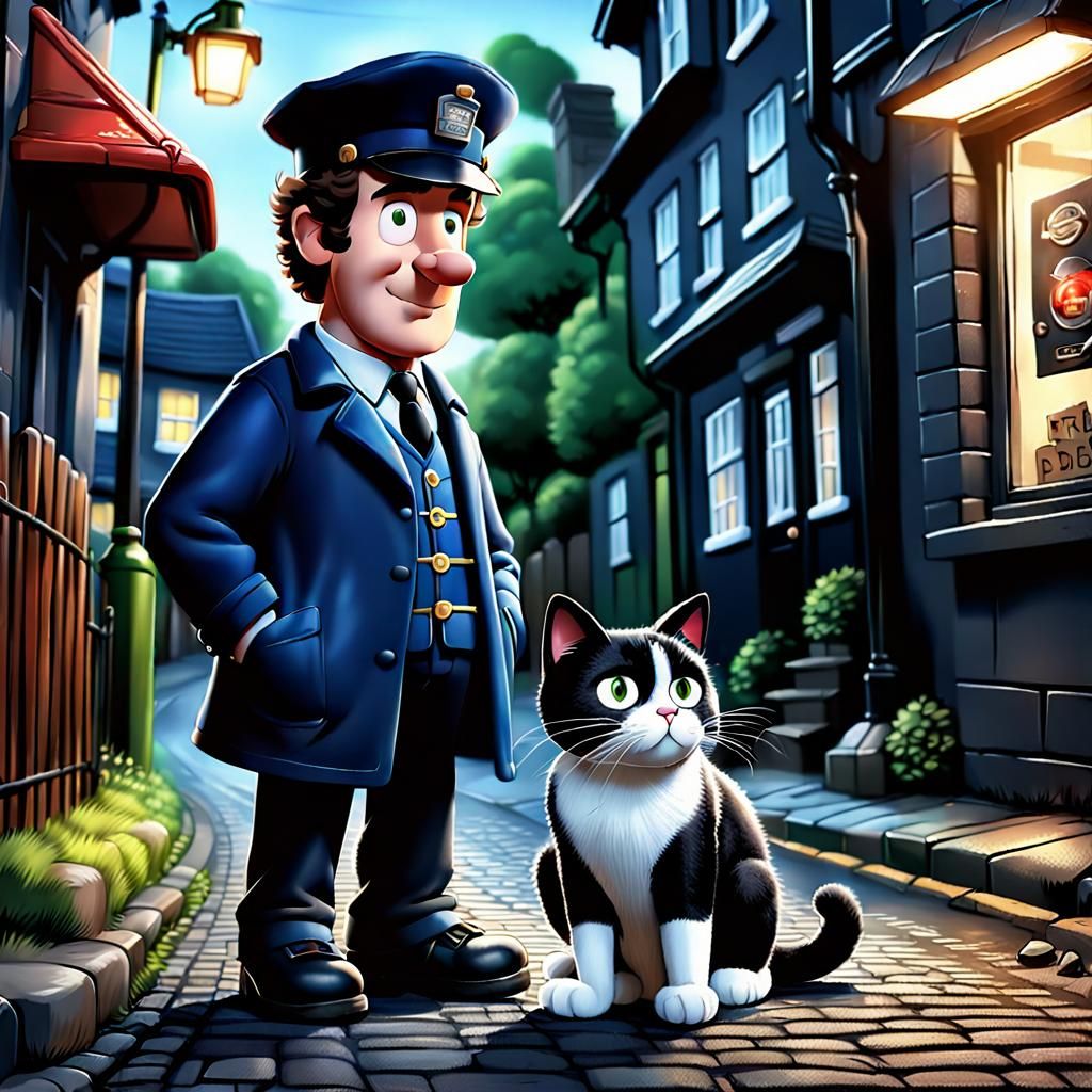 Postman Pat and his Cat 💙 - AI Generated Artwork - NightCafe Creator