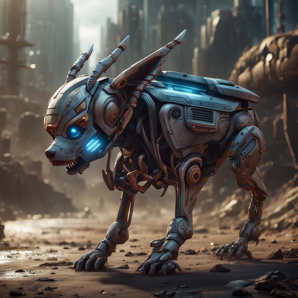 Sci-fi robotic alien dog. - AI Generated Artwork - NightCafe Creator