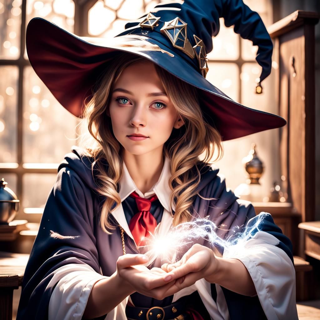 First time being magical for apprentice girl of wizard - AI Generated ...