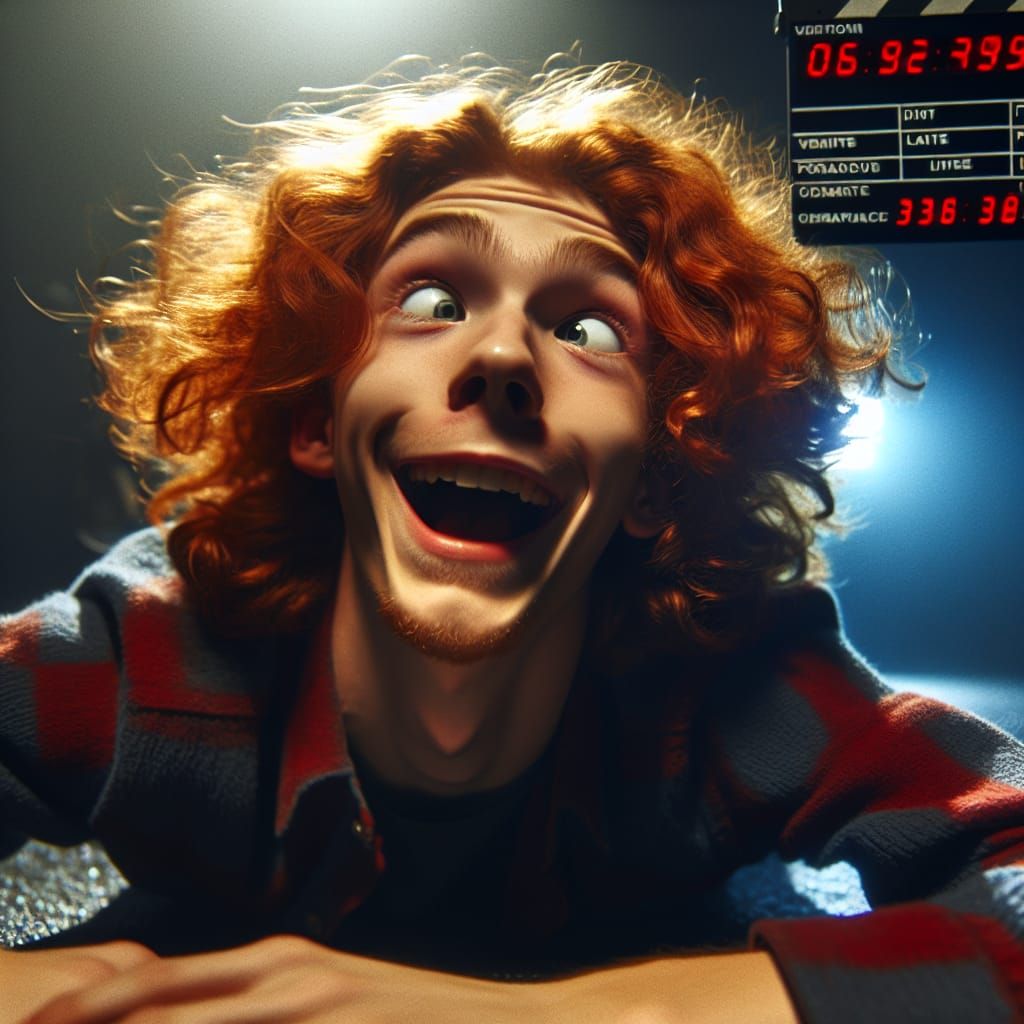 Laughter-Stricken Youth in Dramatic Cinematic Pose - AI Art