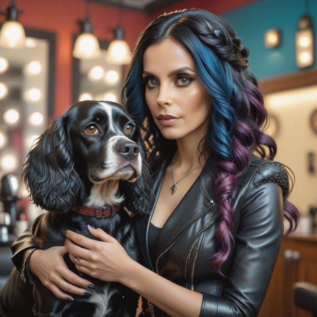 A stunning gothic woman with a dog 3 fail