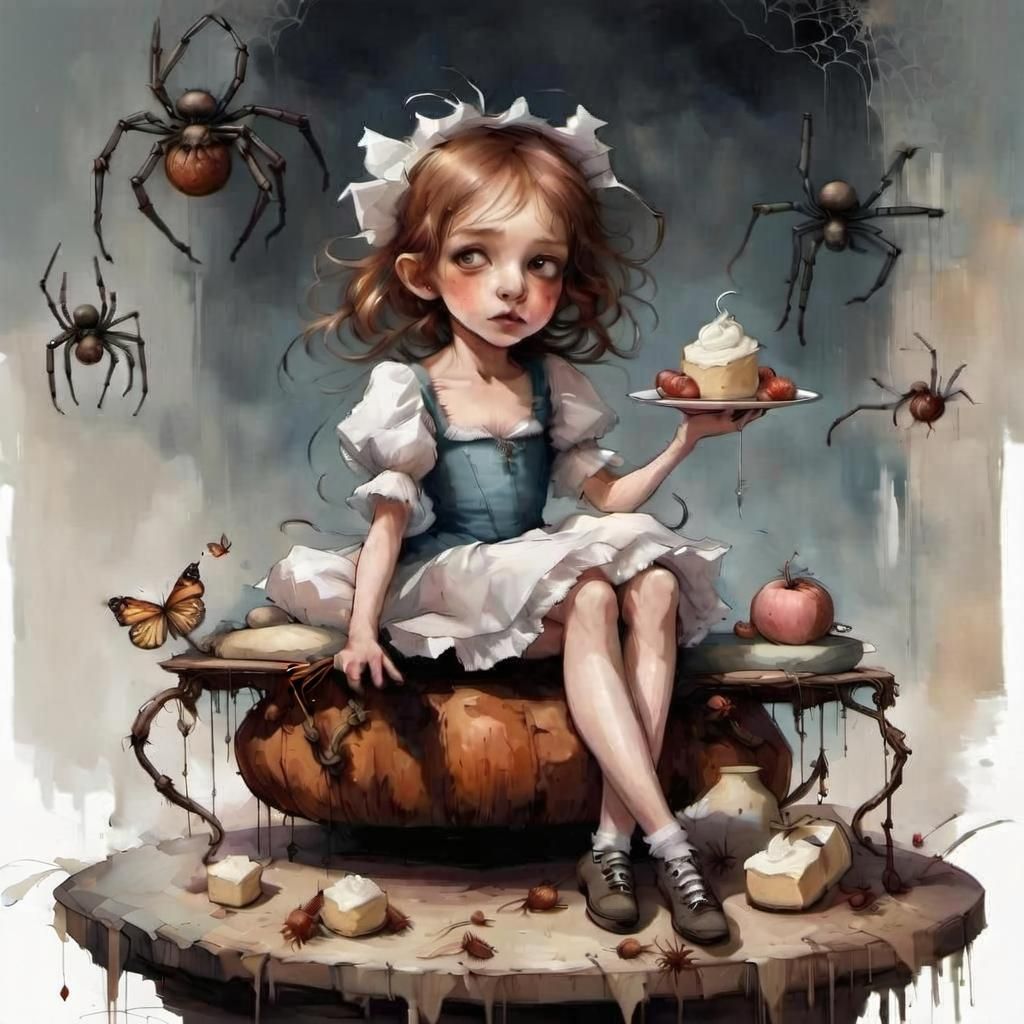 Little Miss Muffet Sat On A Tuffet, Eating Her Curds And Whey; Along ...