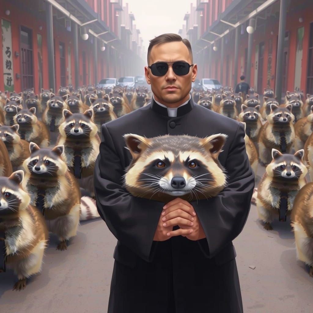 Anime-Inspired Soldier with Raccoon Companion in T... - AI Art