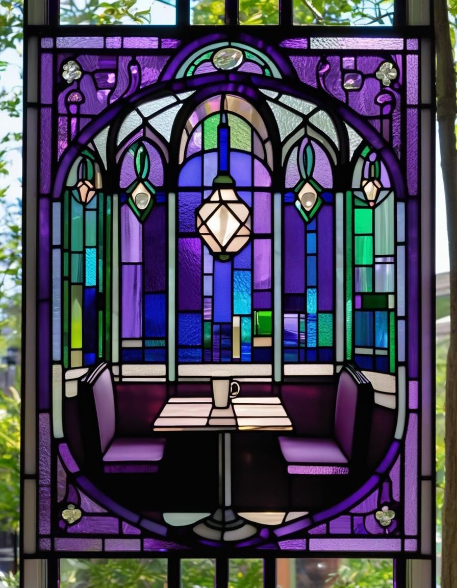 Stained glass window "Table for two" - AI Generated Artwork - NightCafe ...