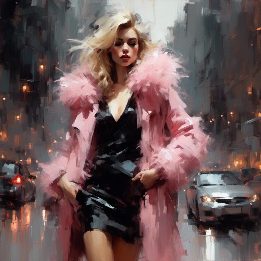 Pink faux fur coat - AI Generated Artwork - NightCafe Creator