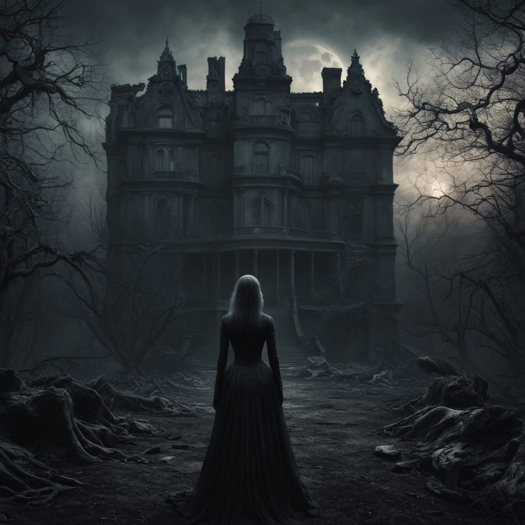 Gothic Ghostly Siren in 18th Century Finery - AI Art