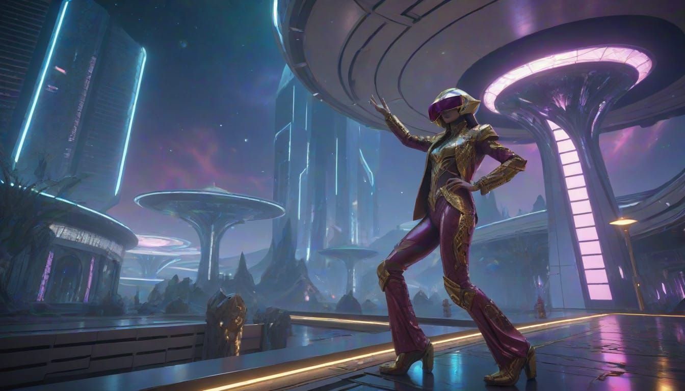 Glamorous Alien in Futuristic Disco Setting - AI Art