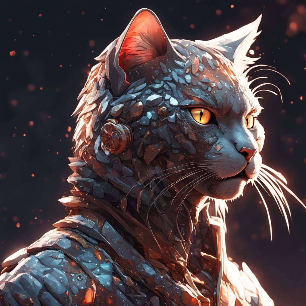 Anime Bodybuilder Cat with Chiseled Muscles and Co... - AI Art