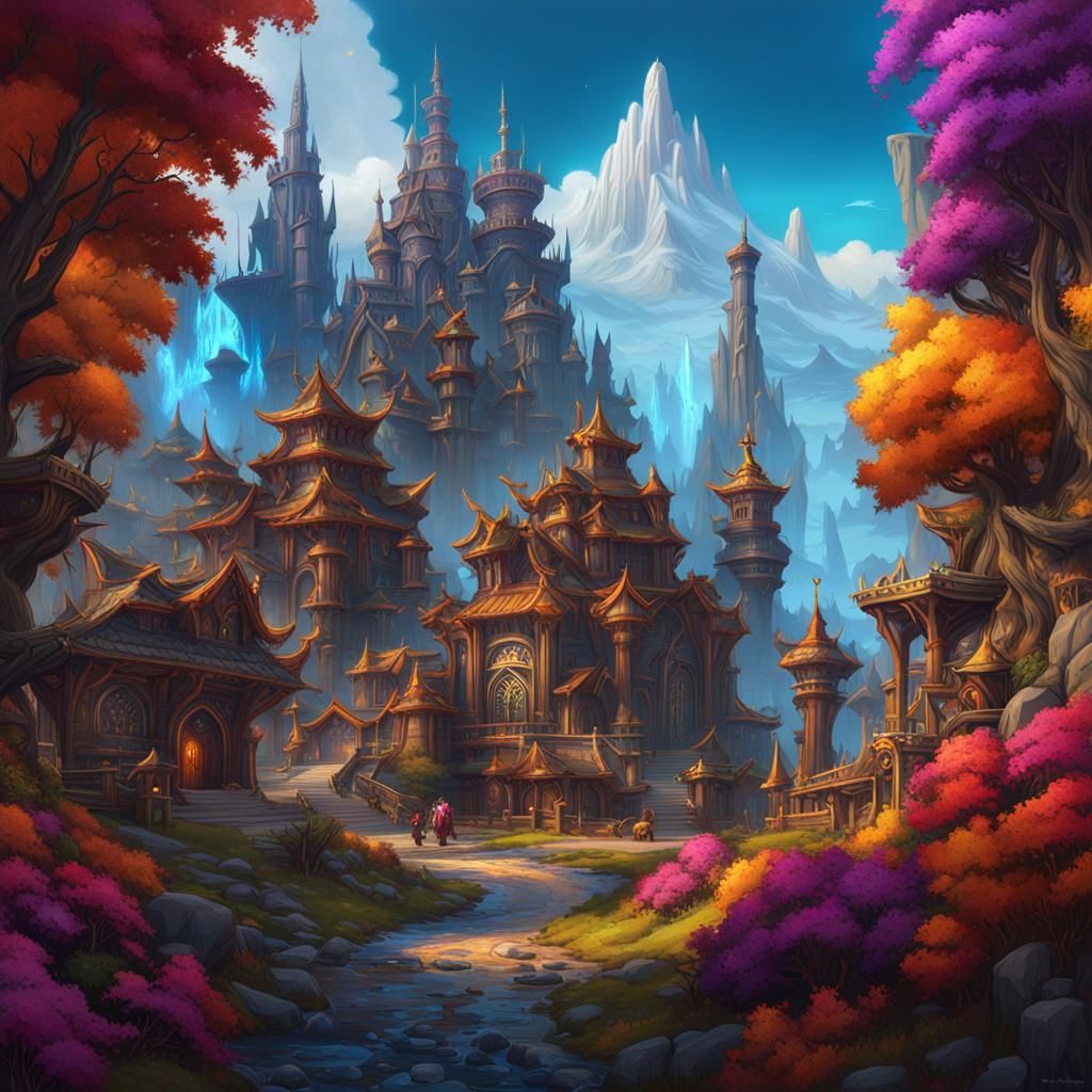 world of warcraft, landscape. detailed matte painting, deep color ...