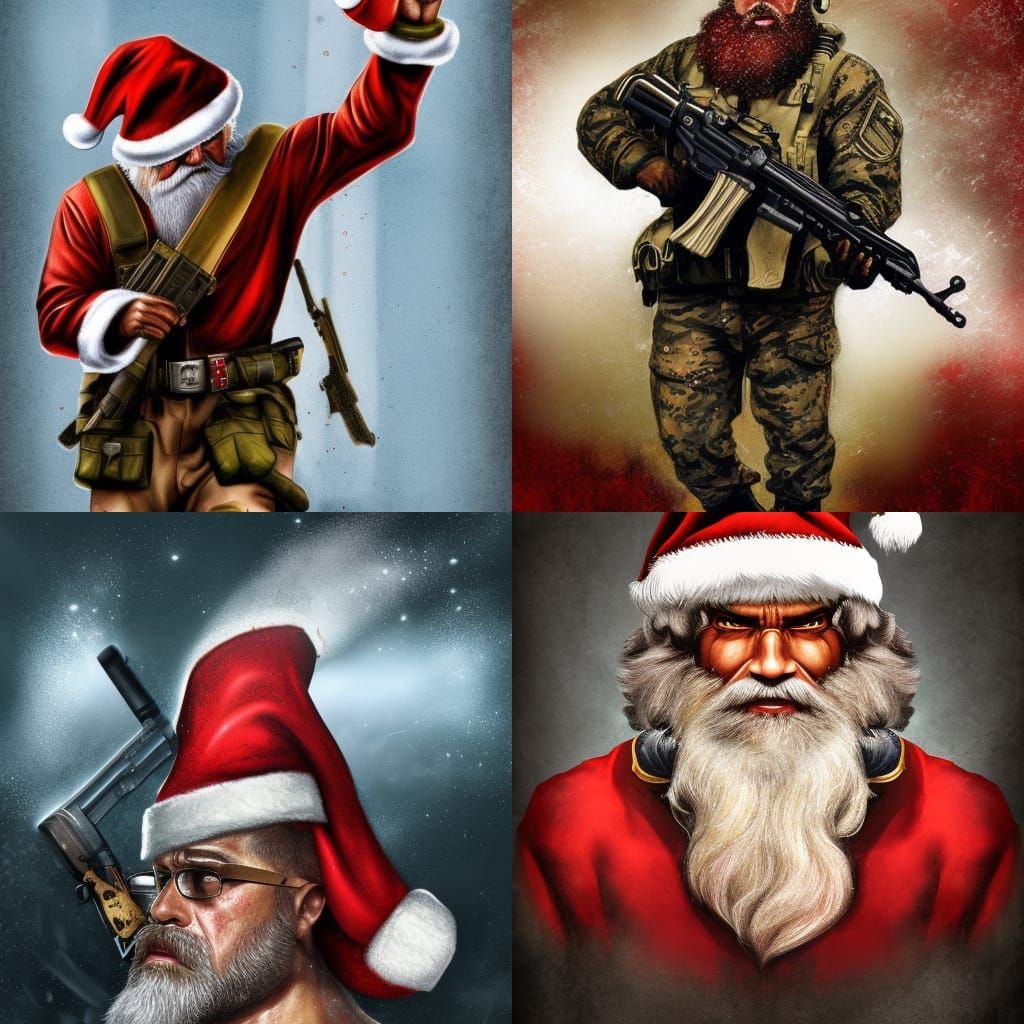 military santa claus, detailed, rambo - AI Generated Artwork ...