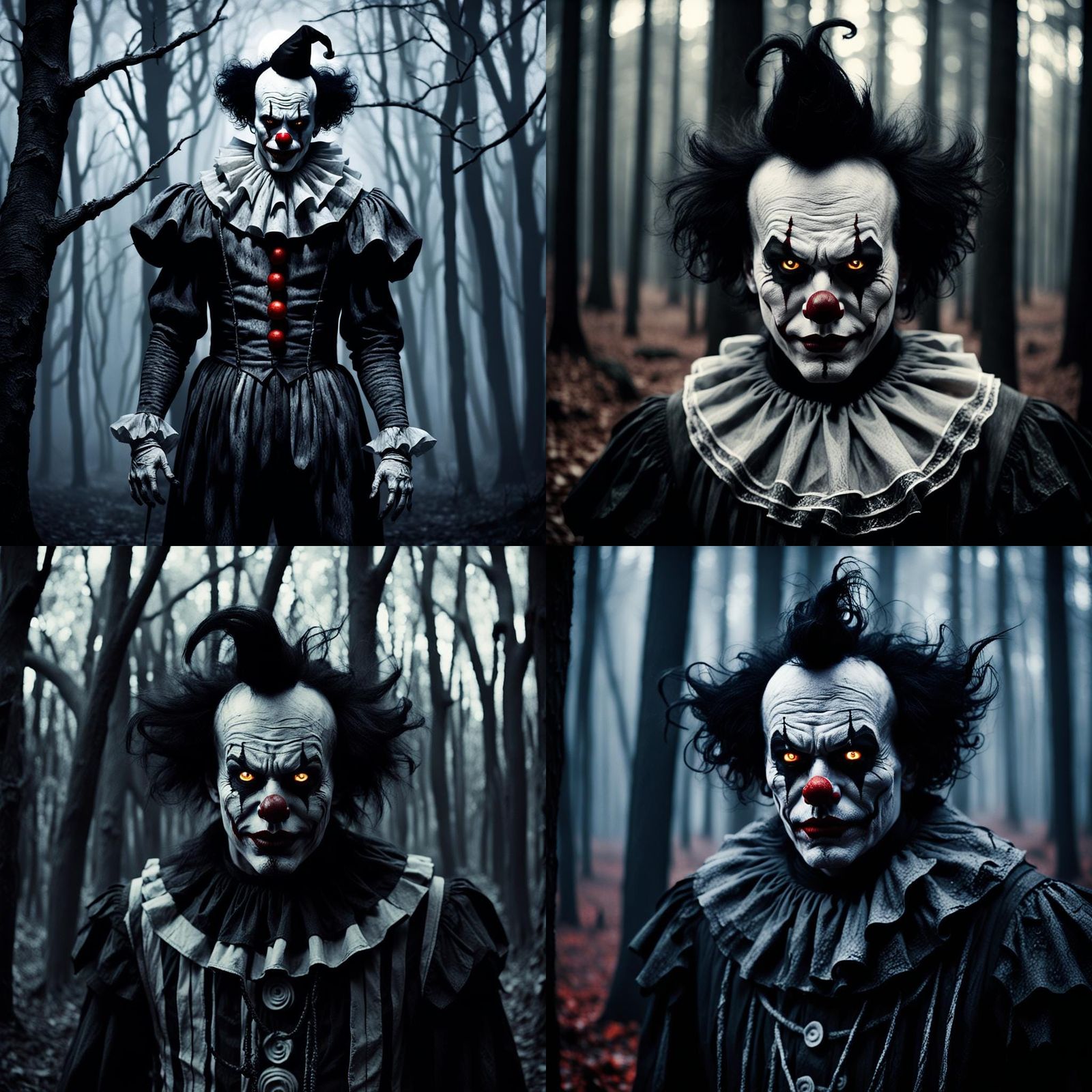 Gothic Clown Masterpiece in Cinematic Black and Wh... - AI Art