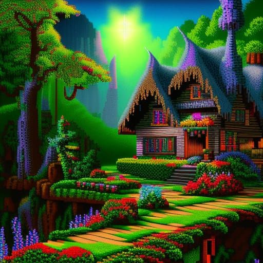 pixel art: wizard's cottage - AI Generated Artwork - NightCafe Creator