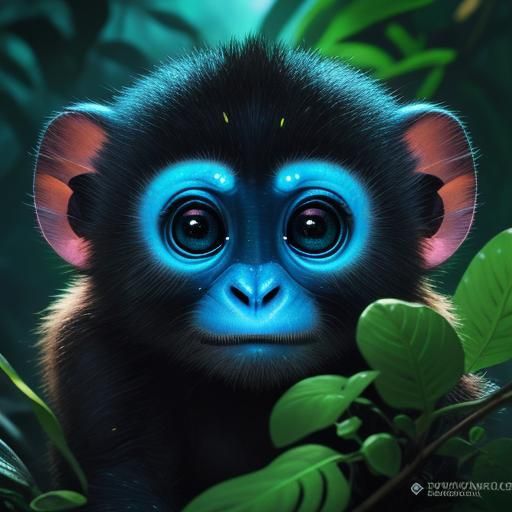 STUNNINGLY BEAUTIFUL very detailed Bioluminescence Cutest Baby Monkeys ...