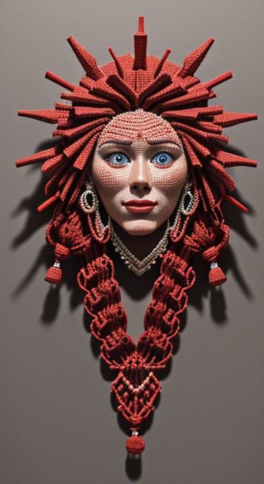 Ethereal Lady in Intricate Macrame Starburst, Set ... - AI Art