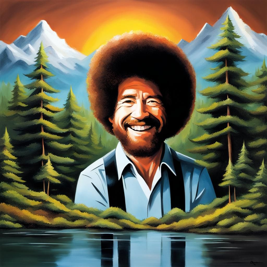 Happy little trees, bob ross - AI Generated Artwork - NightCafe Creator