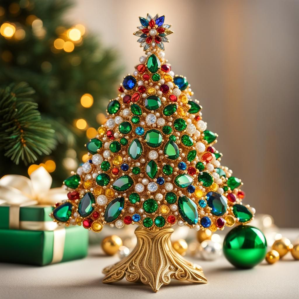 2 Nft Bejeweled Christmas tree figurine - AI Generated Artwork ...