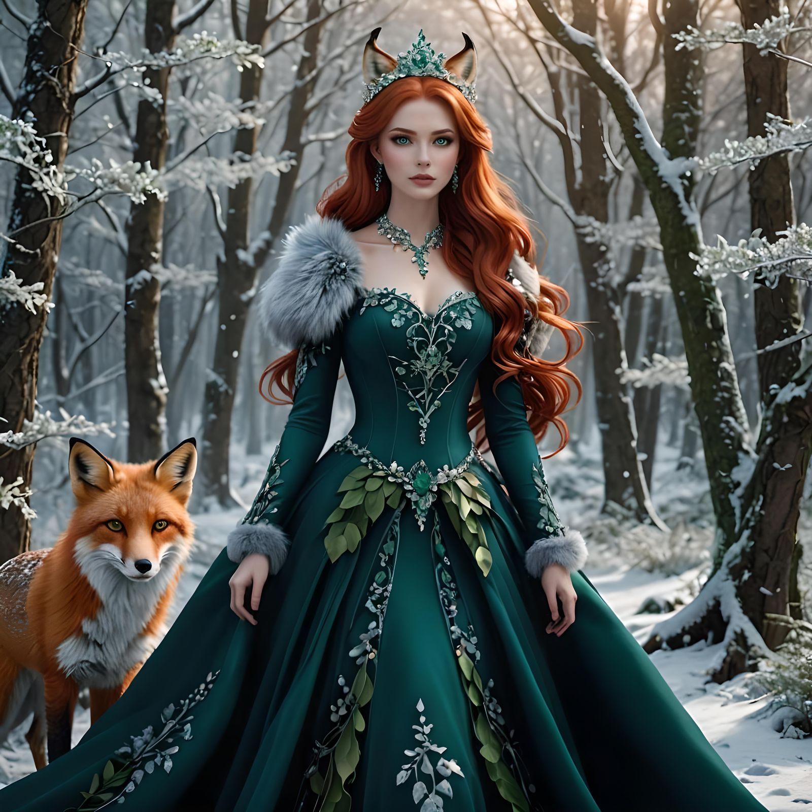 Winter Enchantment: The Fox Queen - AI Generated Artwork - NightCafe ...