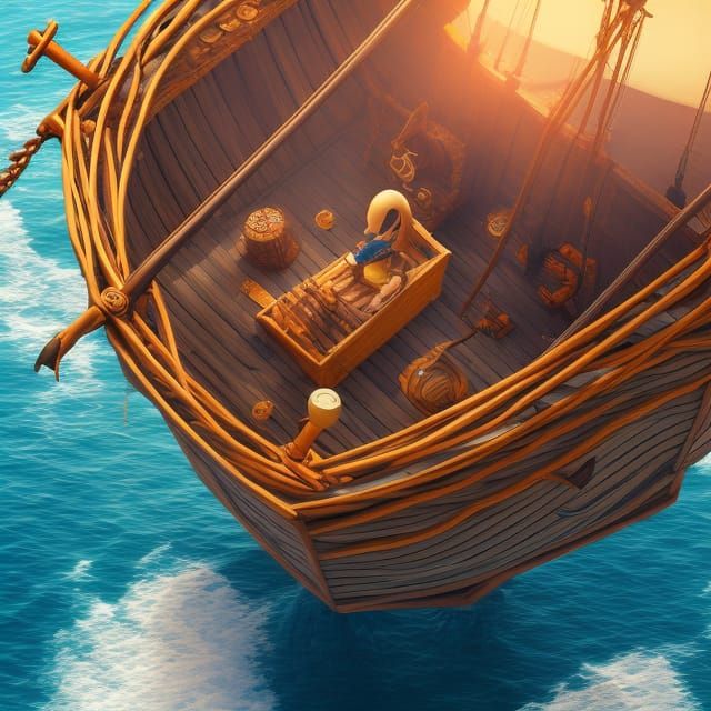 pirate ship in the sea hyperdetailed hyperrealism hypermodernism ...