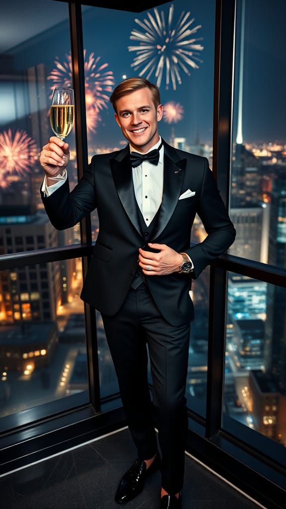 Enter the new year in style - Dashing Gentleman Toasts New Y...