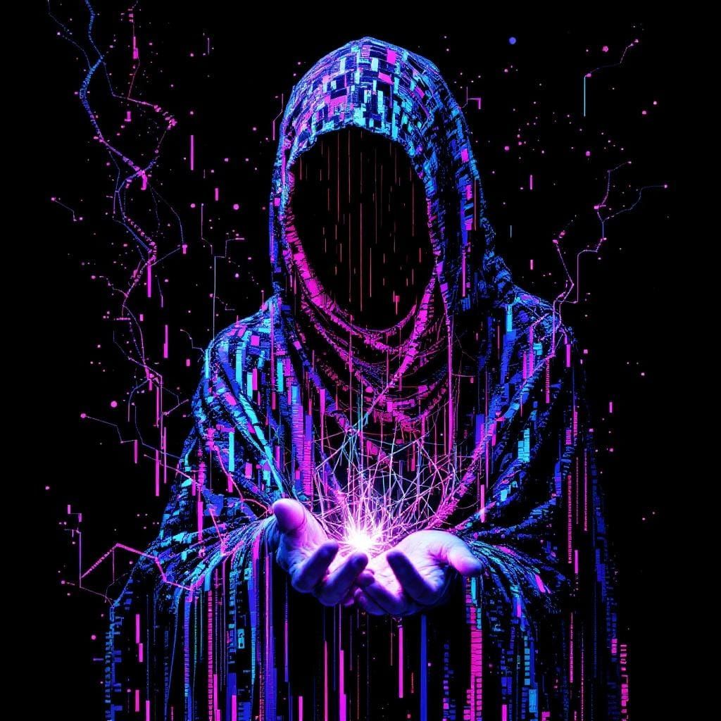 Chromatic Glitch Entity in Digital Textile Art Sty... - AI Art