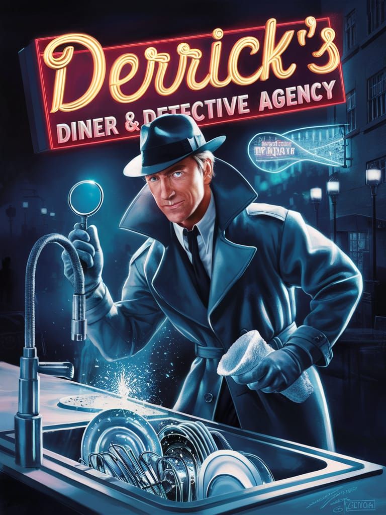 Derrick, the Dishwashing Detective, movie poster - AI Generated Artwork ...