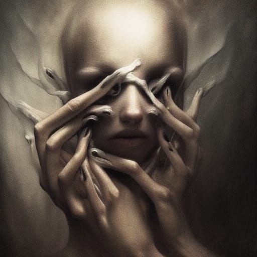 Dark. Create an image with dark colors and shadows, and incorporate a ...