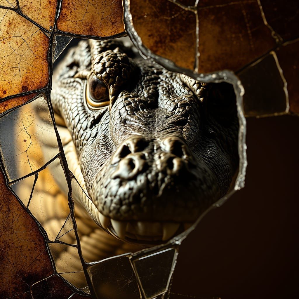 A hyper-realistic image of a snakes face partially obscured by ...