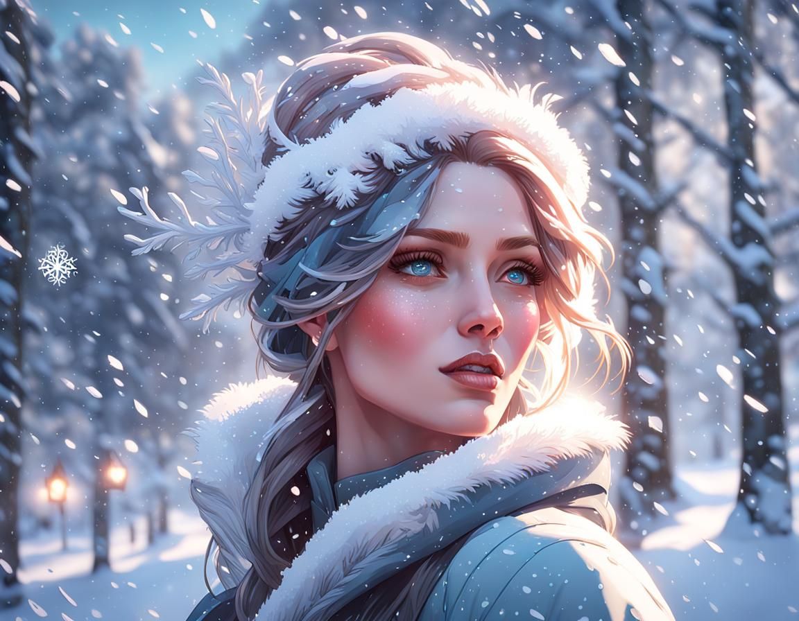 Falling Snow ️ - AI Generated Artwork - NightCafe Creator