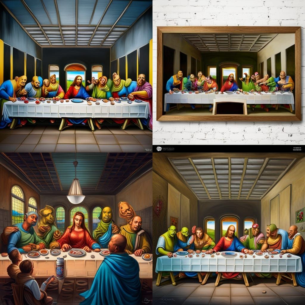The last supper but with characters from the movie Shrek graffiti art ...