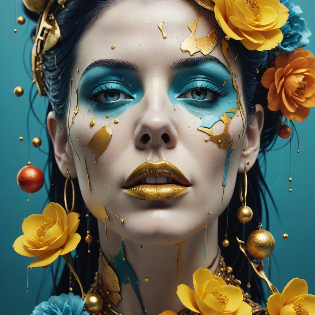 Painted Face and Flowers - Painted Face and Flowers