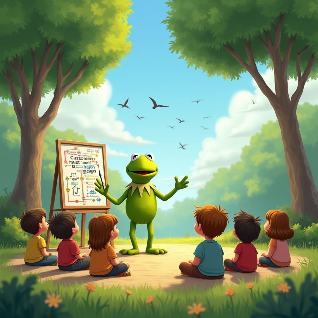 Charming Morning Lecture with Kermit the Frog - AI Art