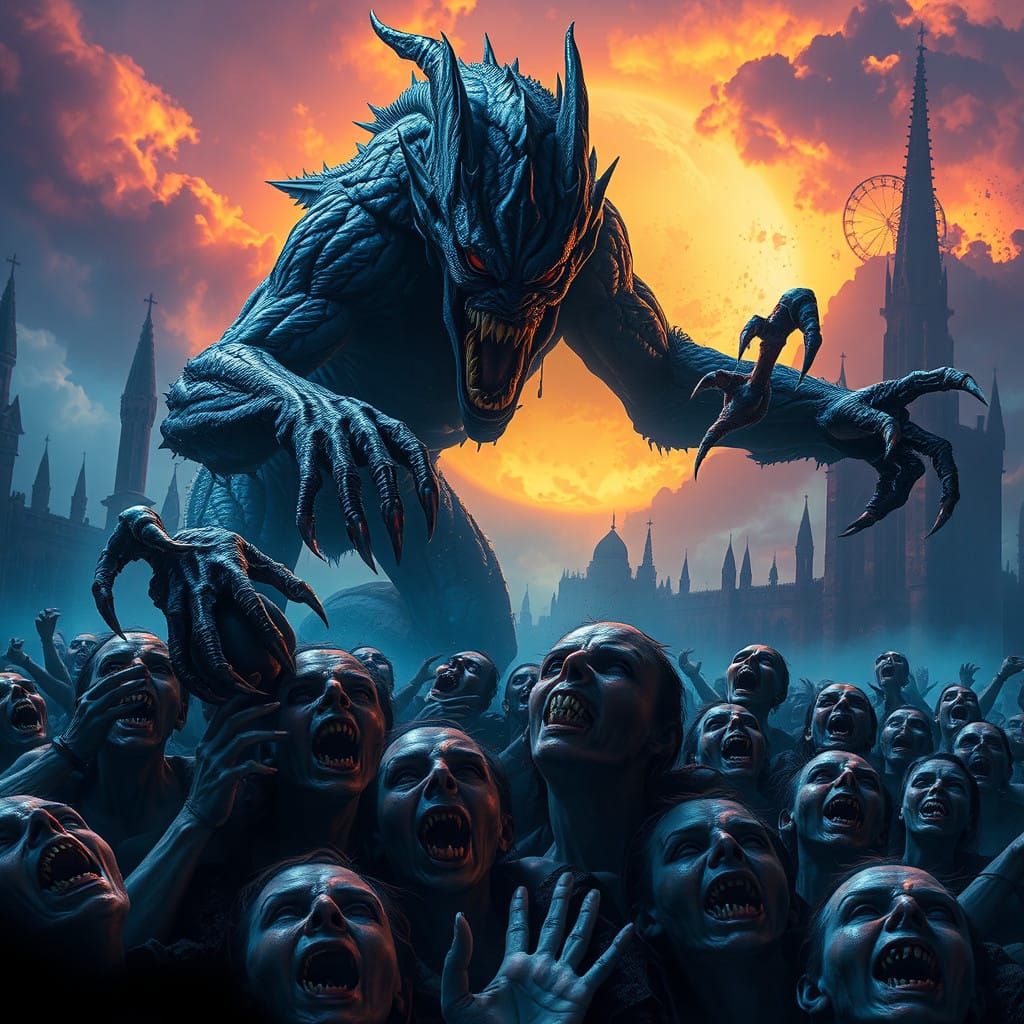 demon ripping humans heads off - Grotesque Demon Tears Apart...