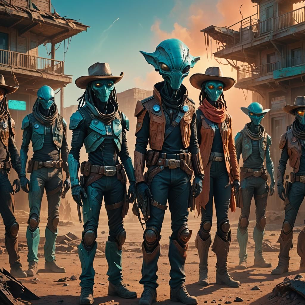 Aliens in the old west - AI Generated Artwork - NightCafe Creator