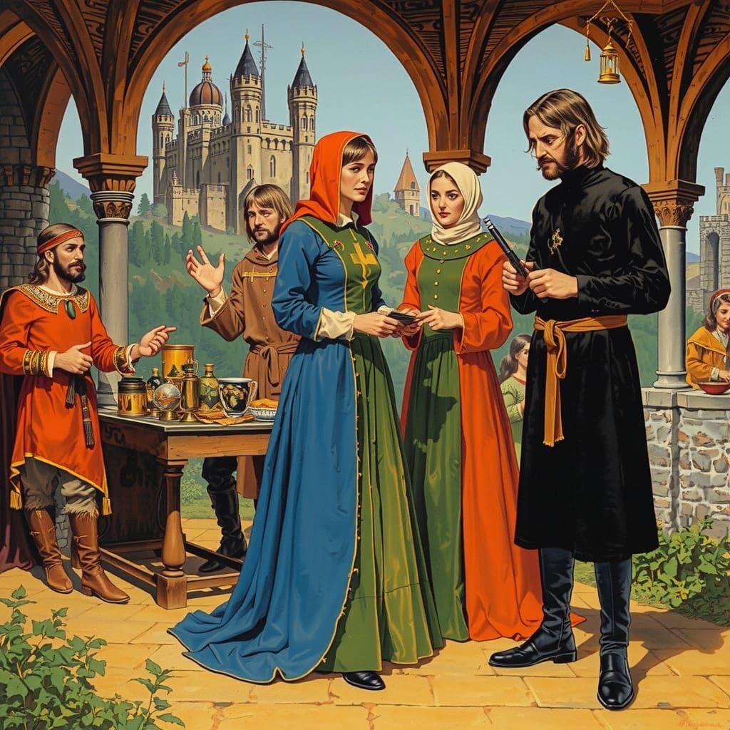 Medieval Fantasy in Retro Pulp Style - AI Art