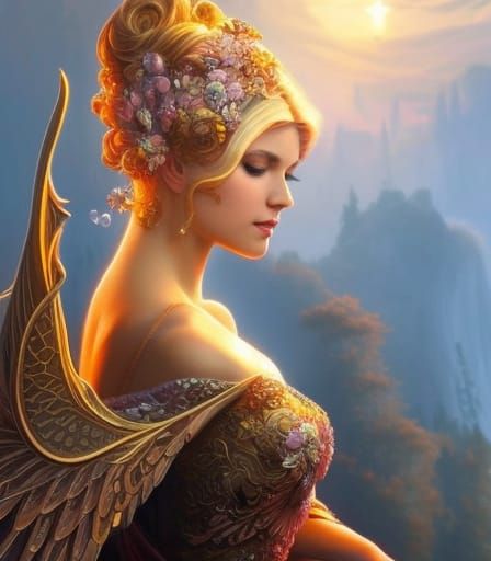 peach fairy, translucent wings with peach accents, ethereal fantasy ...