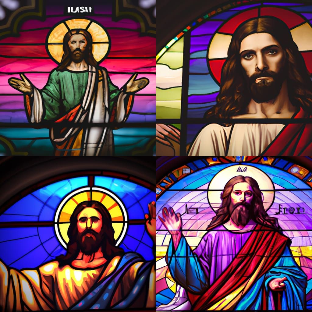 Stained glass Jesus in a Cathedral, uhd, 8k, synthwave - AI Generated ...