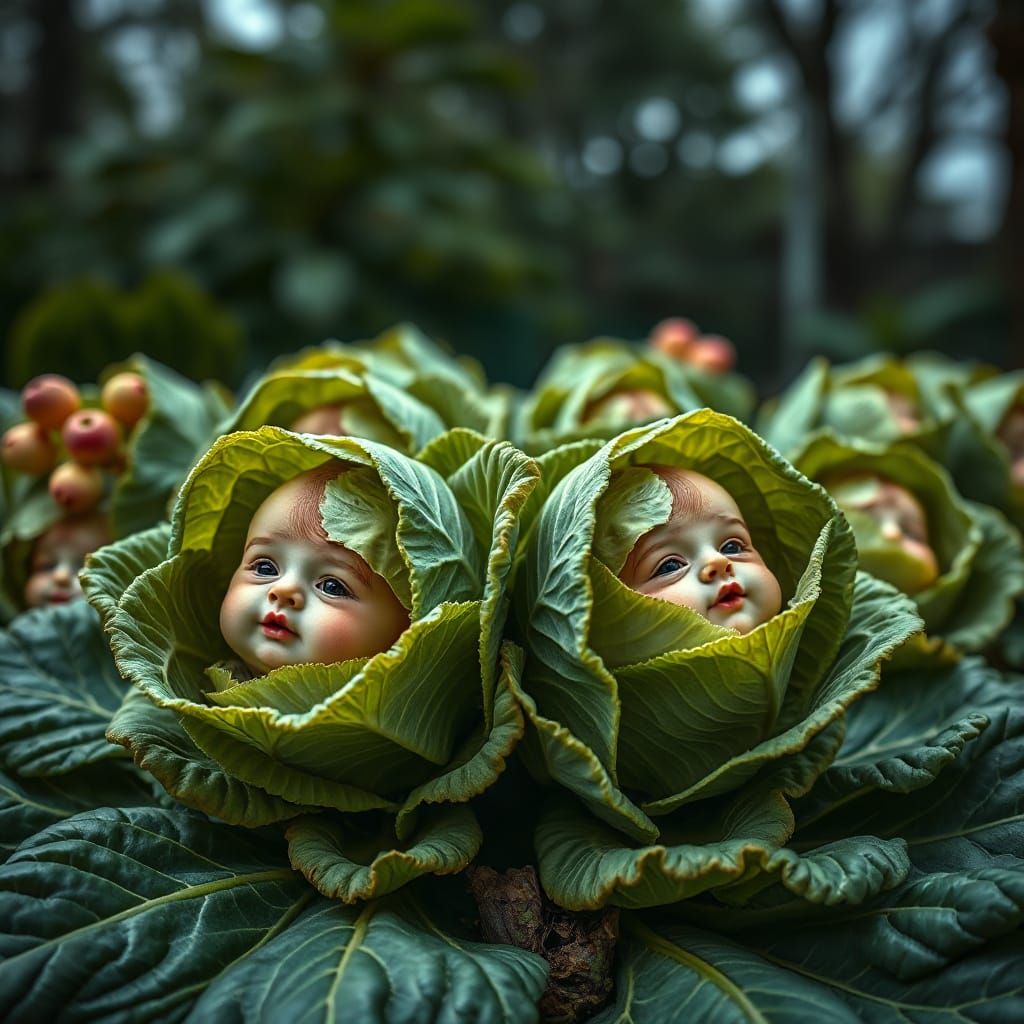 cabbage patch babies - Garden Cabbages Transformed into Whim...
