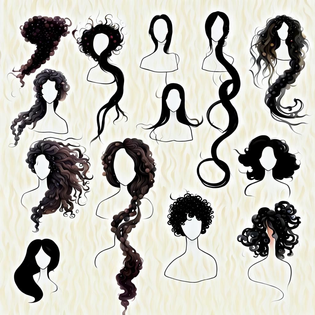 Human hair floating around and forming various kinds of shapes and ...