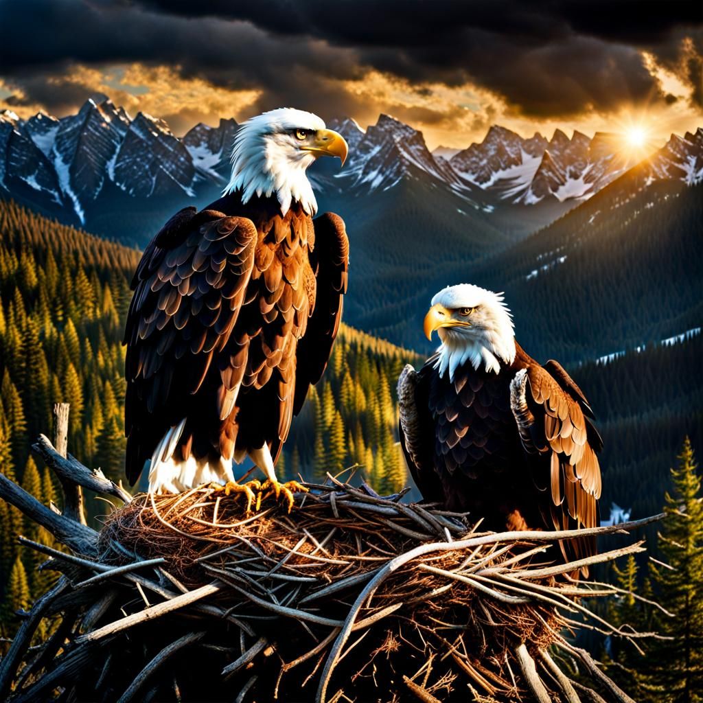 eagles in their natural habitat - AI Generated Artwork - NightCafe Creator