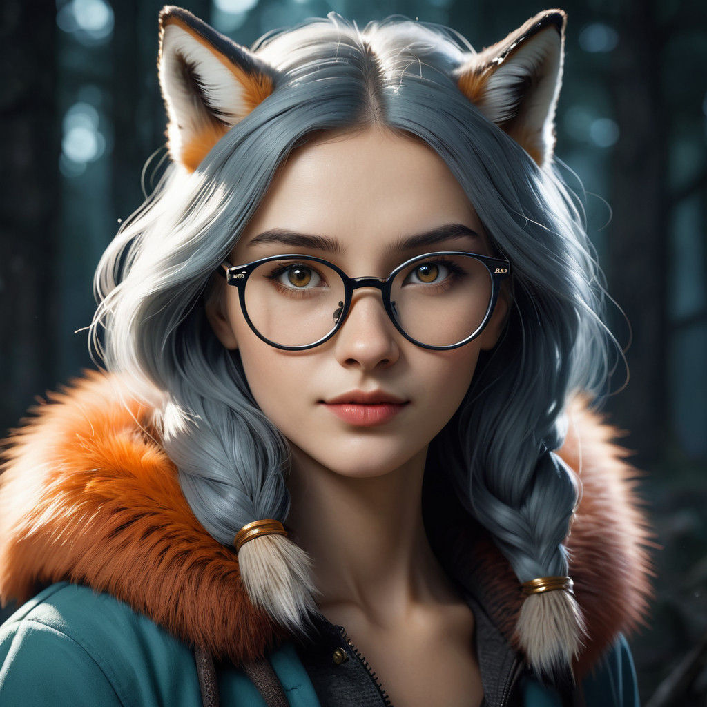 Wolf Fox Hybrid Woman in 8K Resolution - AI Art